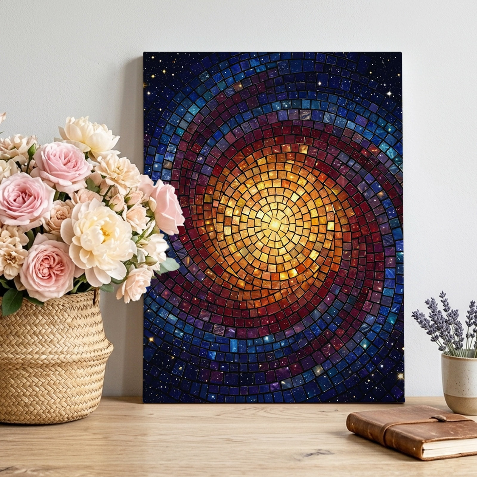 Abstract Glass Canvas Wall Art for Living Room, Gold Blue Gradient ...