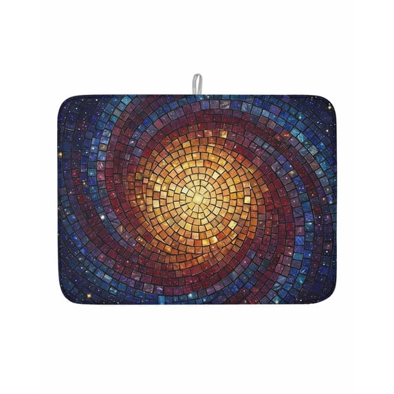 Abstract Glass Dish Drying Mat 18x24 inch Gold Blue Gradient Galaxy ...
