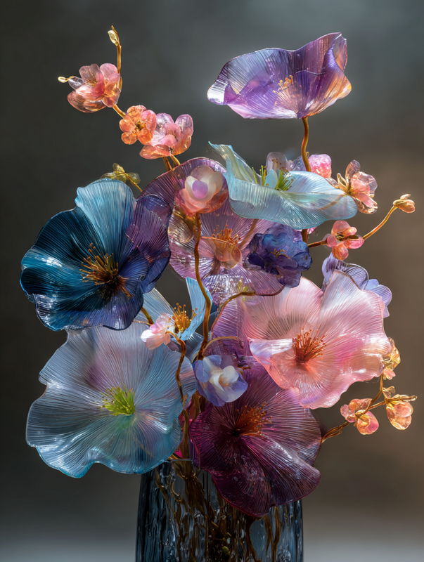 Abstract Glass Flower Canvas Print, Suitable for Living Room, Bedroom ...