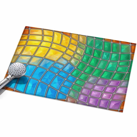 Abstract Glass Front Door Rugs 2x3ft Blue Yellow Purple Green Crystal ...