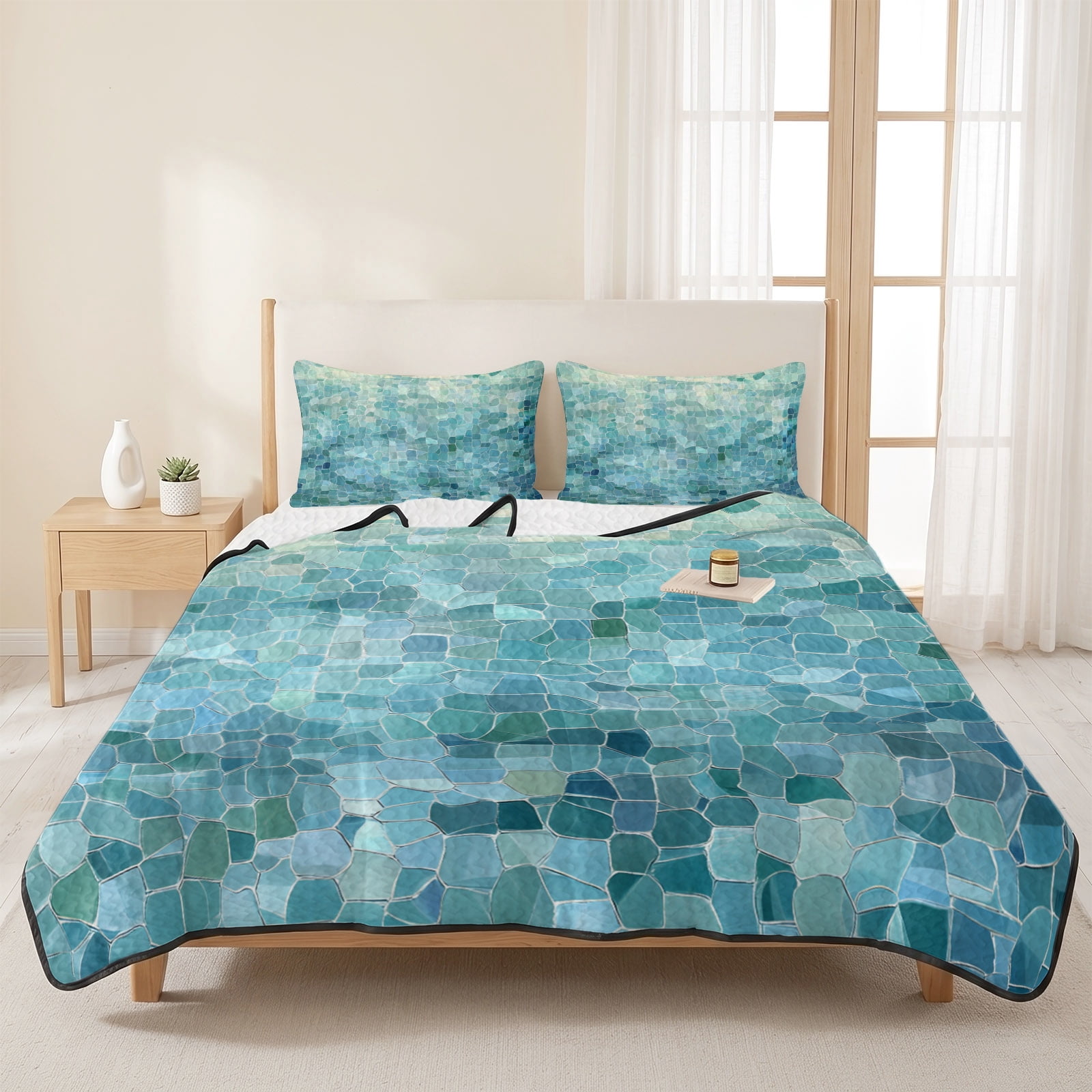 Abstract Glass Shard Splicing 3 Pieces Quilt Set,1 Quilt with 2 Shams ...
