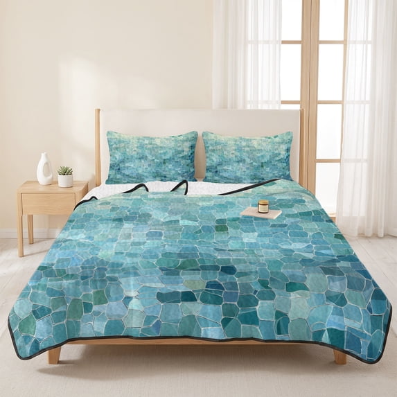 Abstract Glass Shard Splicing 3 Pieces Quilt Set,1 Quilt with 2 Shams ...