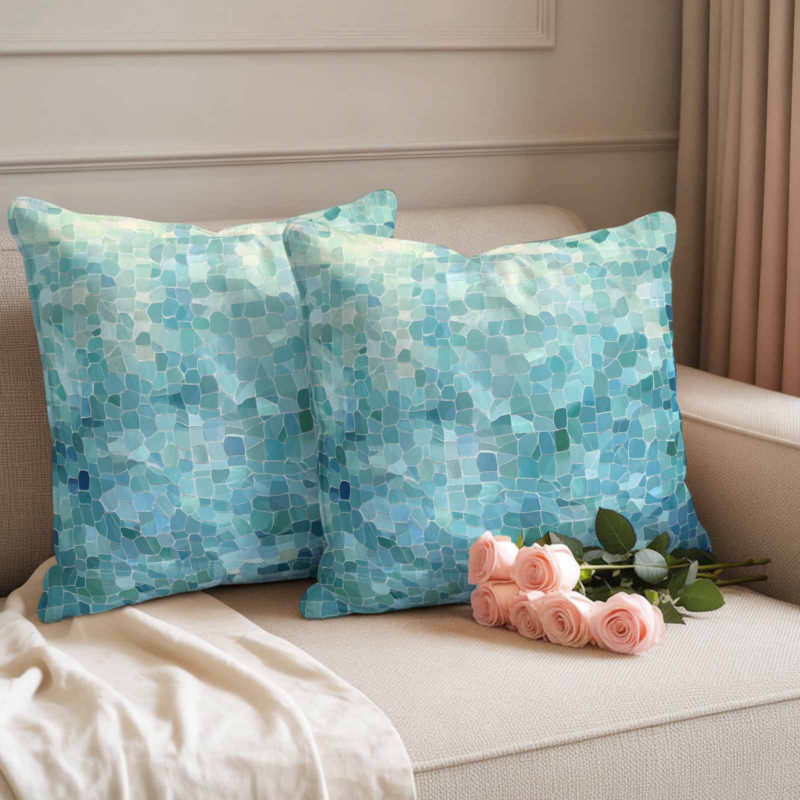 Abstract Glass Shard Splicing Waterproof Throw Pillow Covers Set of 2 ...