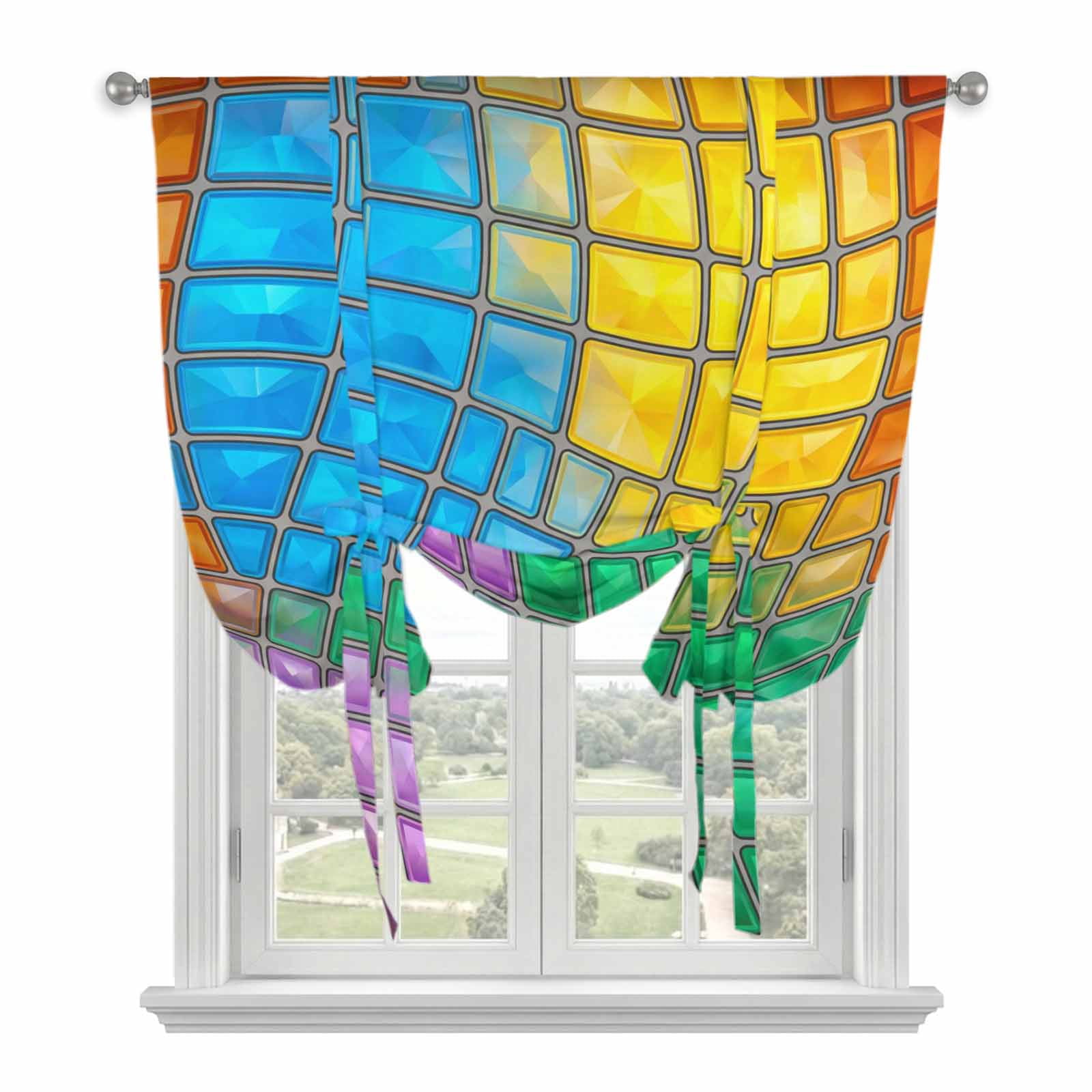 Abstract Glass Tie Up Curtains for Window, Thermal Insulated Balloon ...