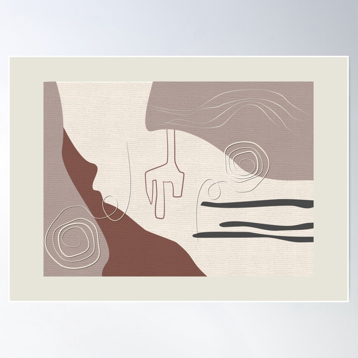 Abstract - Go With The Flow 2 In Muted Mauve And Aubergine Poster Wall ...