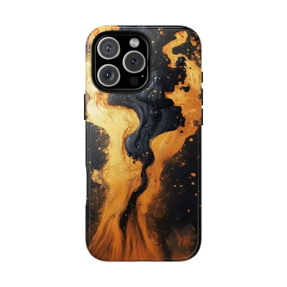 Abstract Gold Black Fluid Art Pattern Case for iPhone 17 to 11 Pro Max ...