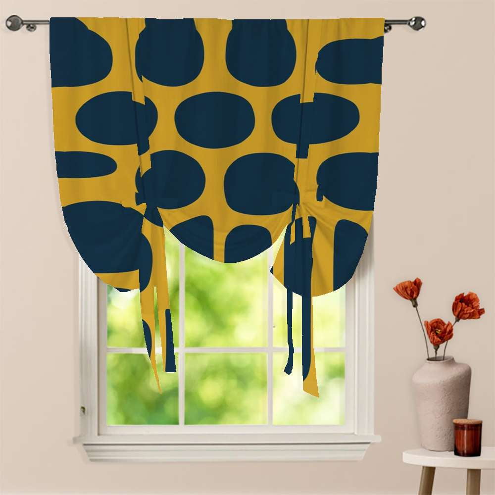 Abstract Gold Blue Pebble Art Window Curtain for Living Room Roman ...