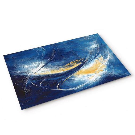 Abstract Gold Blue Sky Door Mat Vintage Oil Painting Style Non Slip ...
