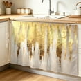 Abstract Gold Cabinet Curtain 28"W x 51"L, Modern Brush Luxury Strokes ...