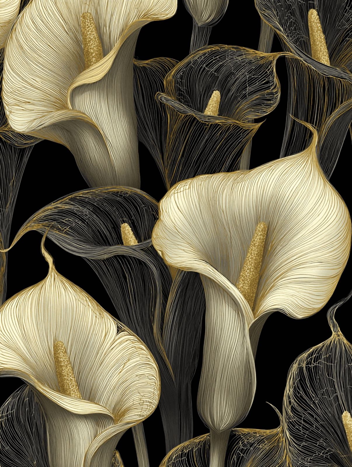 Abstract Gold Calla Lily Floral Canvas Print, Wall Decor for Living ...