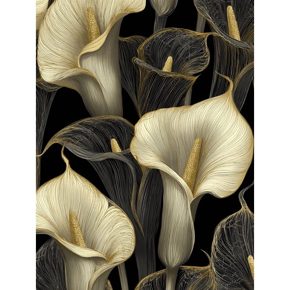 Abstract Gold Calla Lily Floral Canvas Print, Wall Decor for Living ...