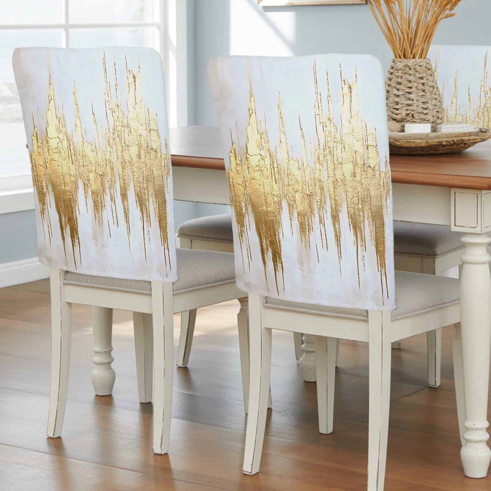 Abstract Gold Chair Back Covers, Removable Chair Covers for Dining ...