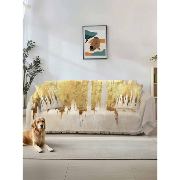 Abstract Gold Couch Cover Sofa Covers 3 Cushion Sectional Couch, Modern ...