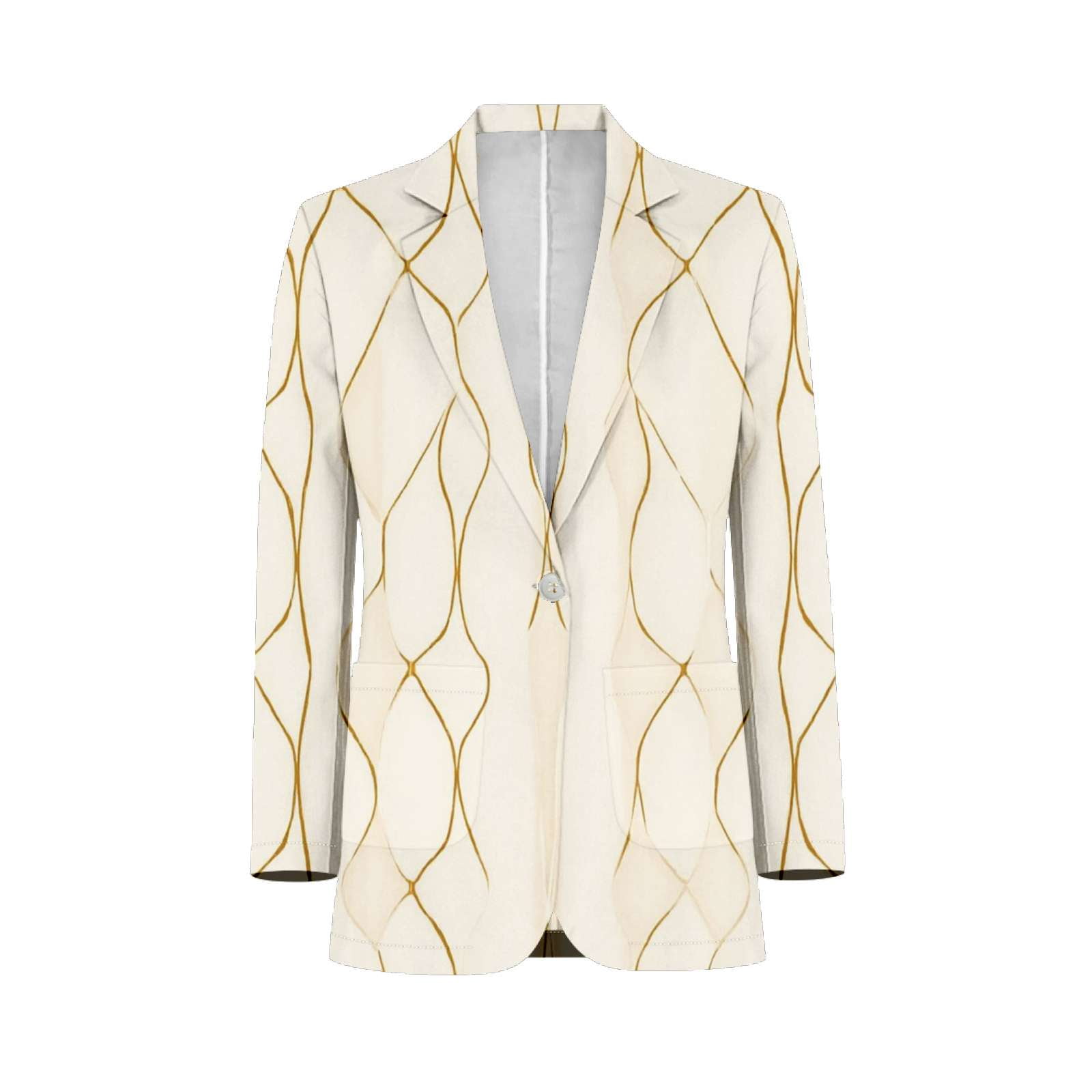 Abstract Gold Cream Wavy Lines Mens Suits Shawl Collar Slim Fit Suit ...