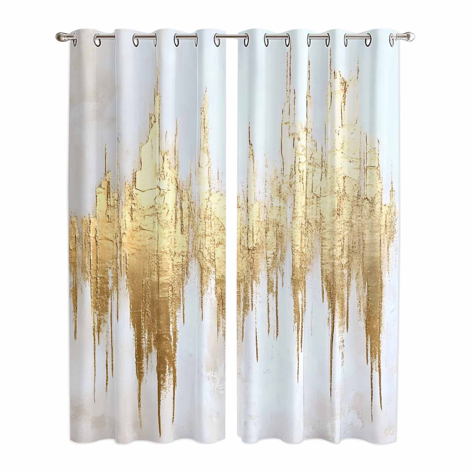 Abstract Gold Kitchen Curtains 84 Inch Length, Modern Minimalist Art ...
