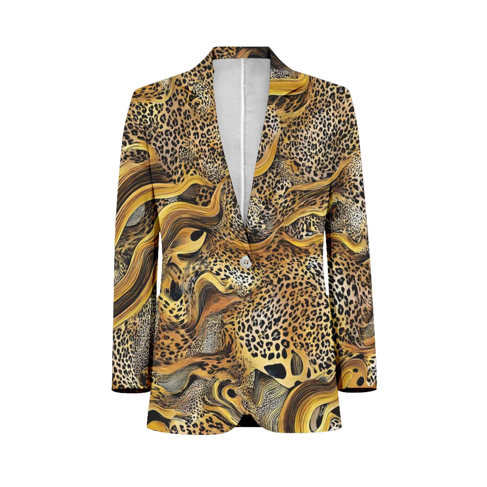 Abstract Gold Leopard Print Swirls Men Blazers Slim Clothing Summer ...