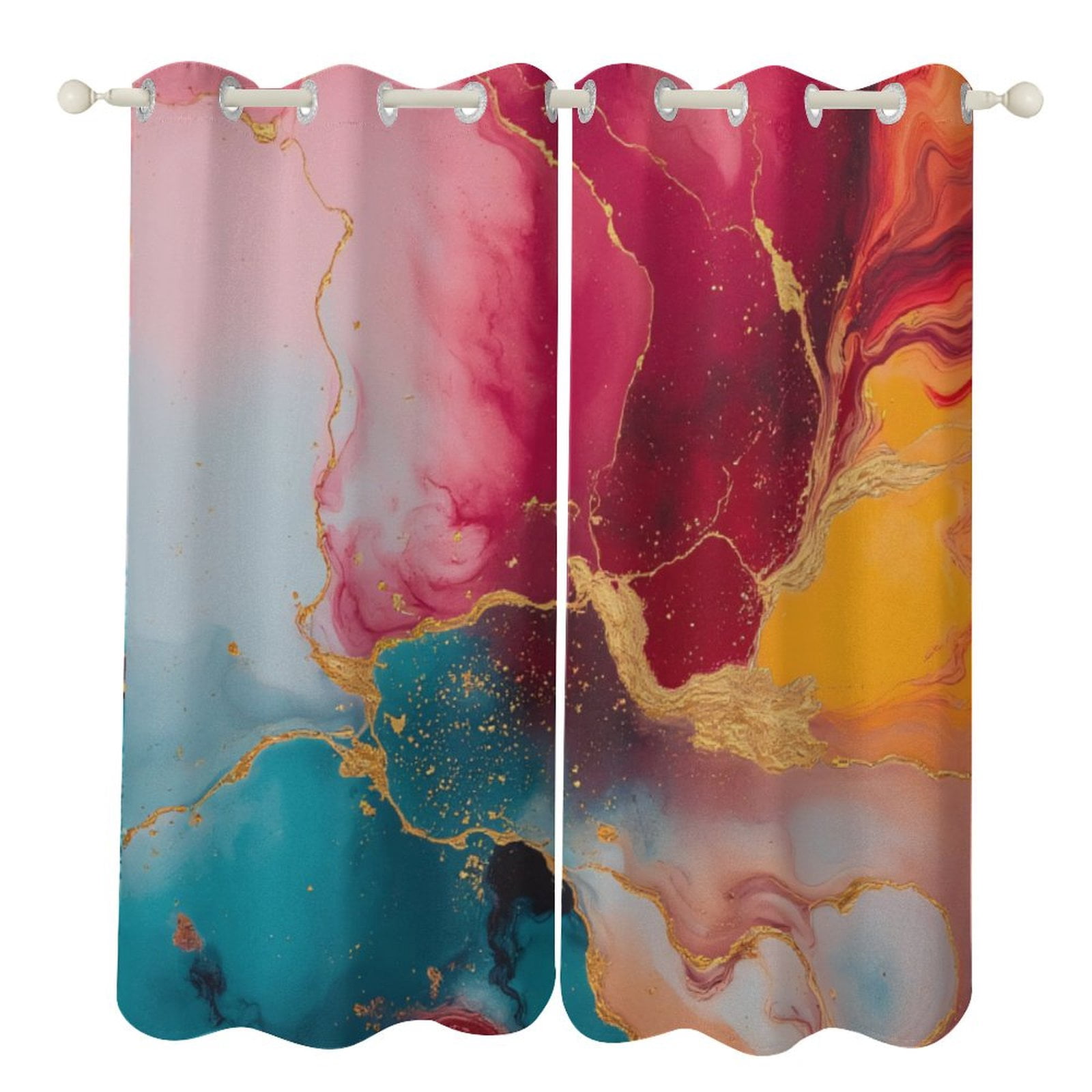 Abstract Gold Marble Art Luxury Window Curtains Blinds for Living Room ...