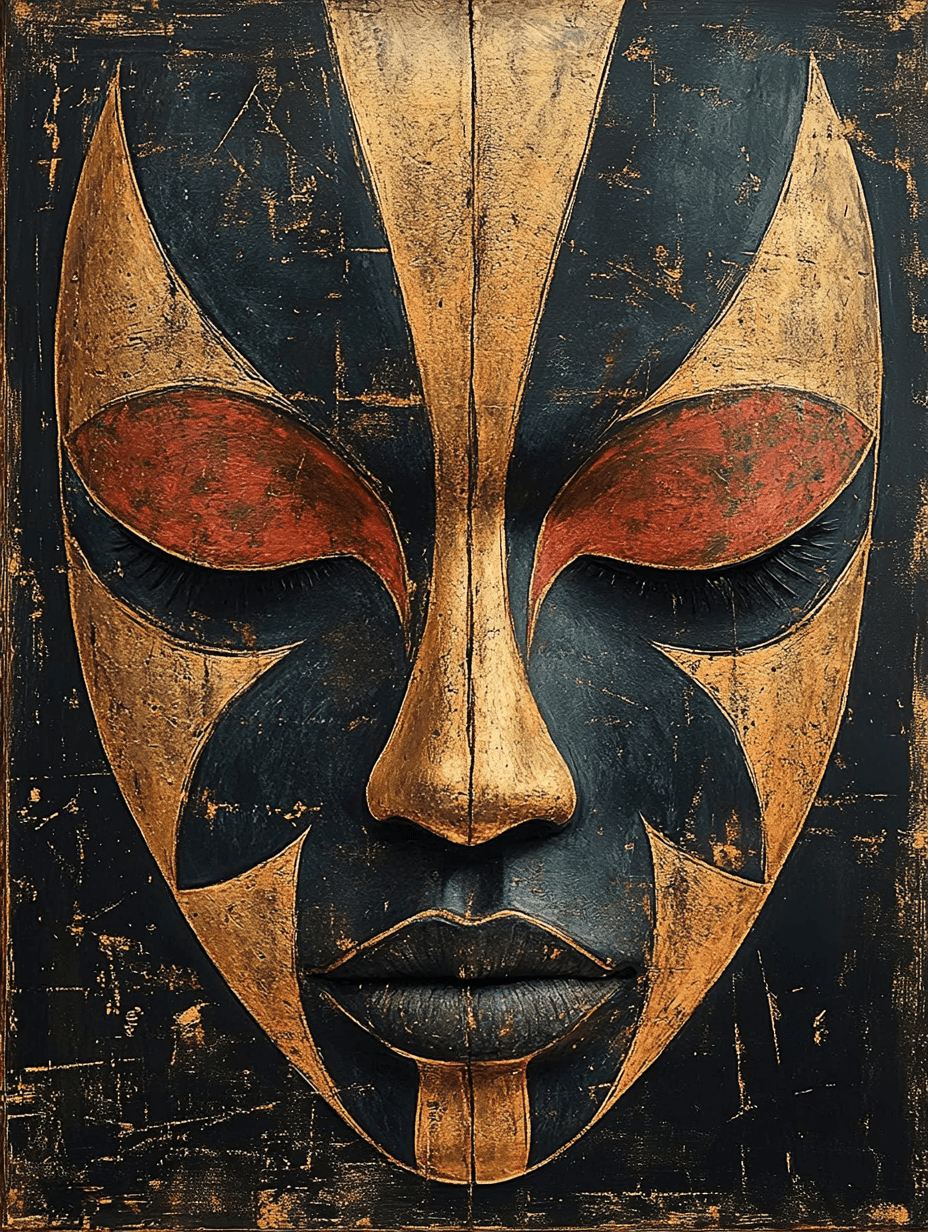 Abstract Gold Mask Canvas Wall Art， Suitable for Living Room， Bedroom ...