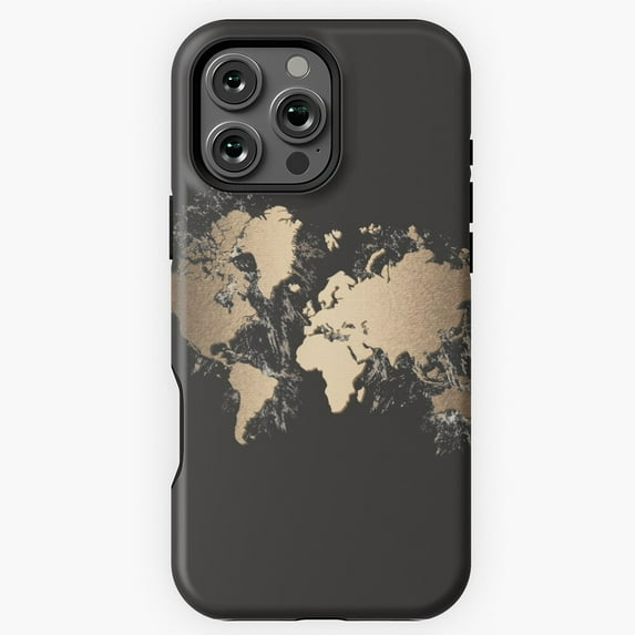 Abstract Gold Minimal World Map Fun iPhone Case 17 to 11 Pro Max ...