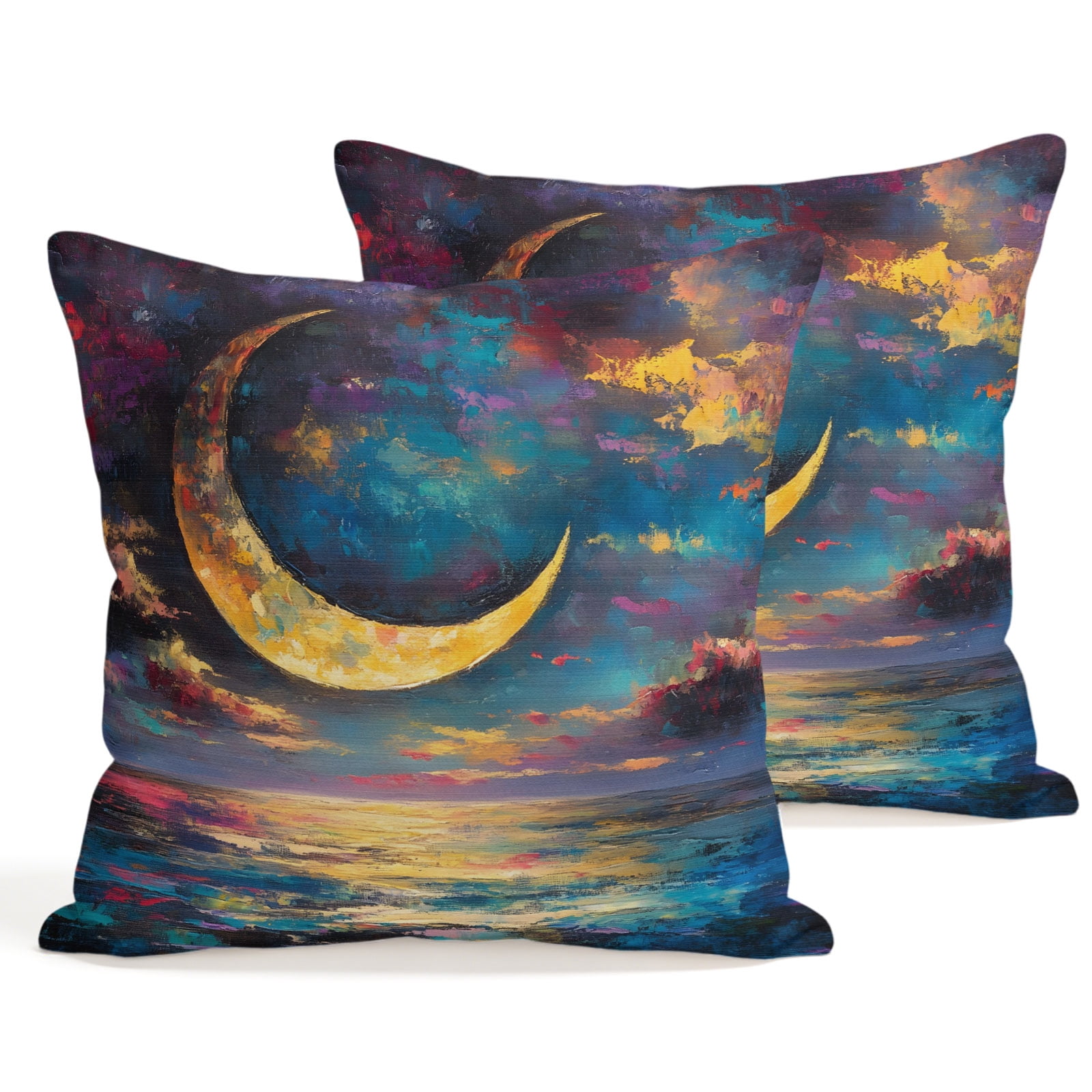 Abstract Gold Moon Throw Pillow Covers 20 x 20 Inch Pillow Covers Set ...