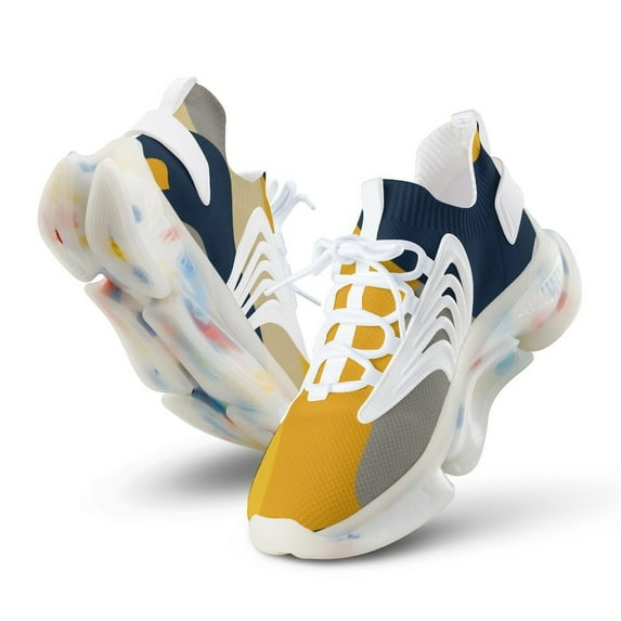 Abstract Gold Navy Grey Art Walking Shoes for Men Woman Lightweight ...