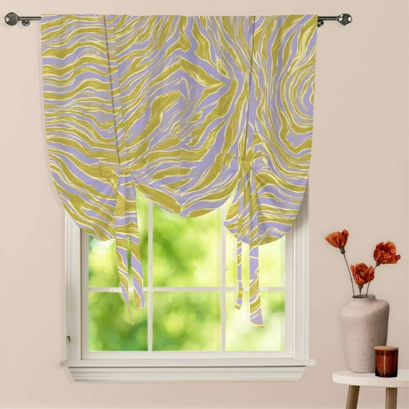 Abstract Gold Purple Swirl Pattern Window Curtain for Living Room Roman ...