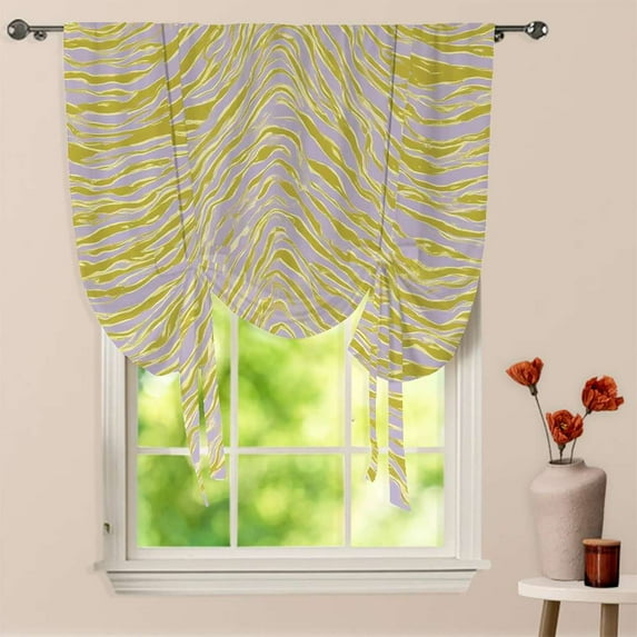 Abstract Gold Purple Wavy Lines Window Curtain for Living Room Roman ...