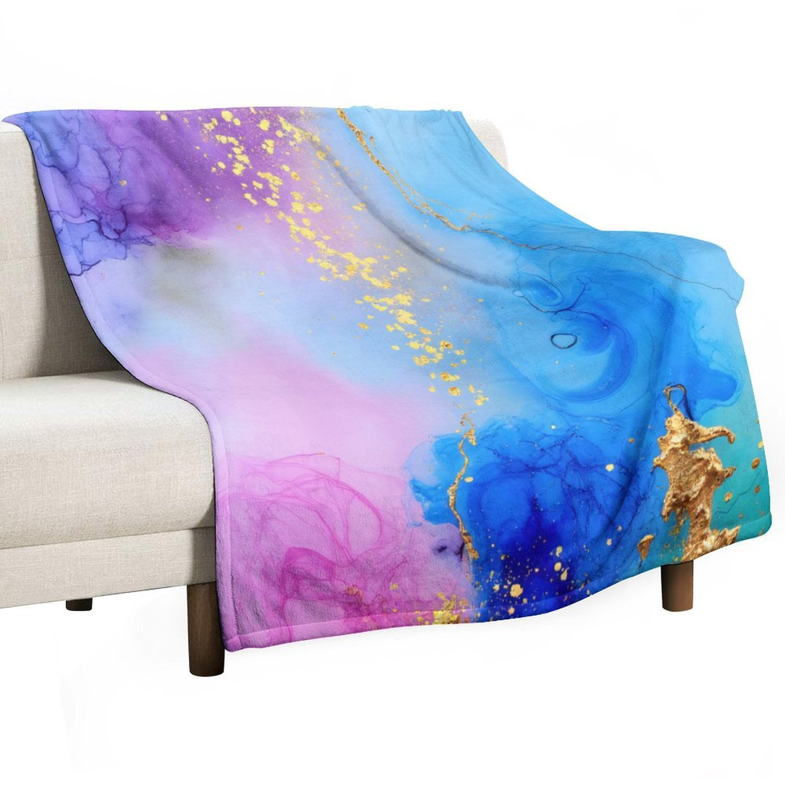 Abstract Gold Splash Art Throws Blankets for Sofa Bed Winter Plush Warm ...