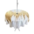 Abstract Gold Table Cloth Round Tablecloth, Modern Minimalist Art White ...
