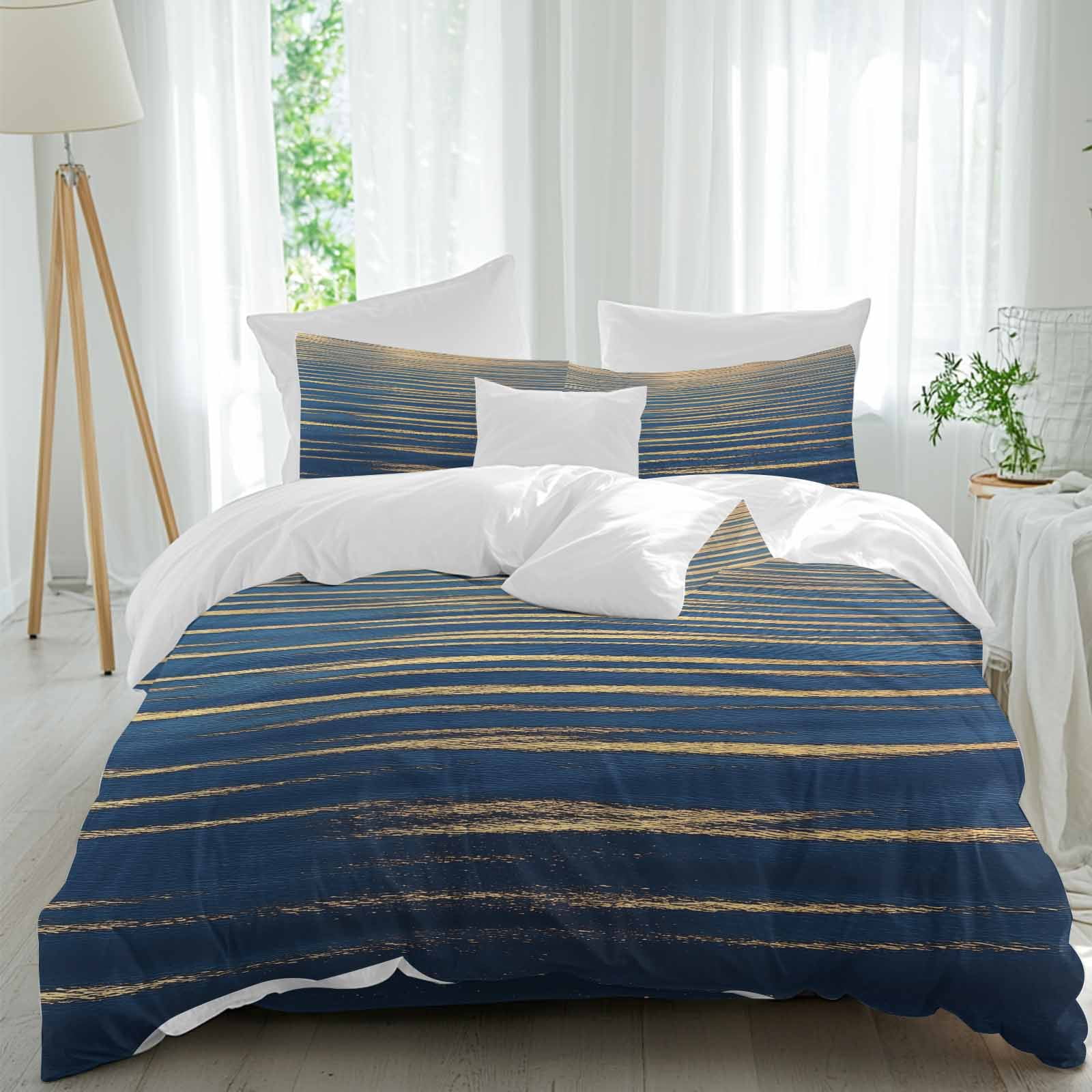 Abstract Golden 4 Piece Duvet Cover Set California King Size Water ...