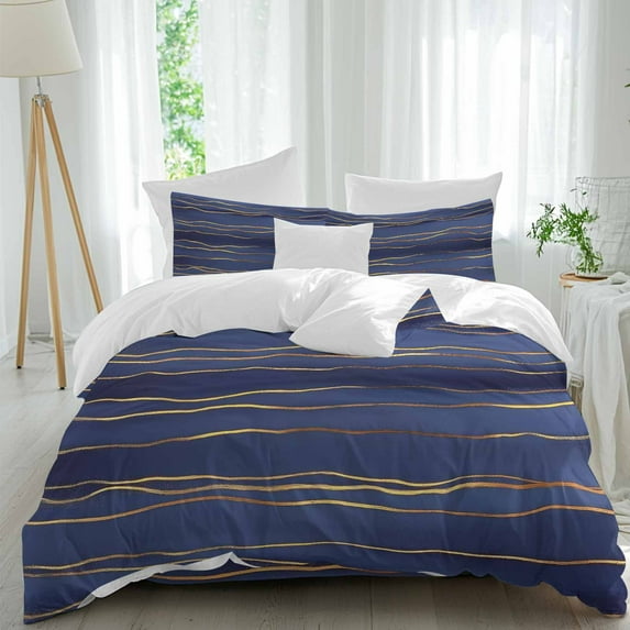 Abstract Golden 4 Piece Duvet Cover Set Queen Size Water Ripple Line ...