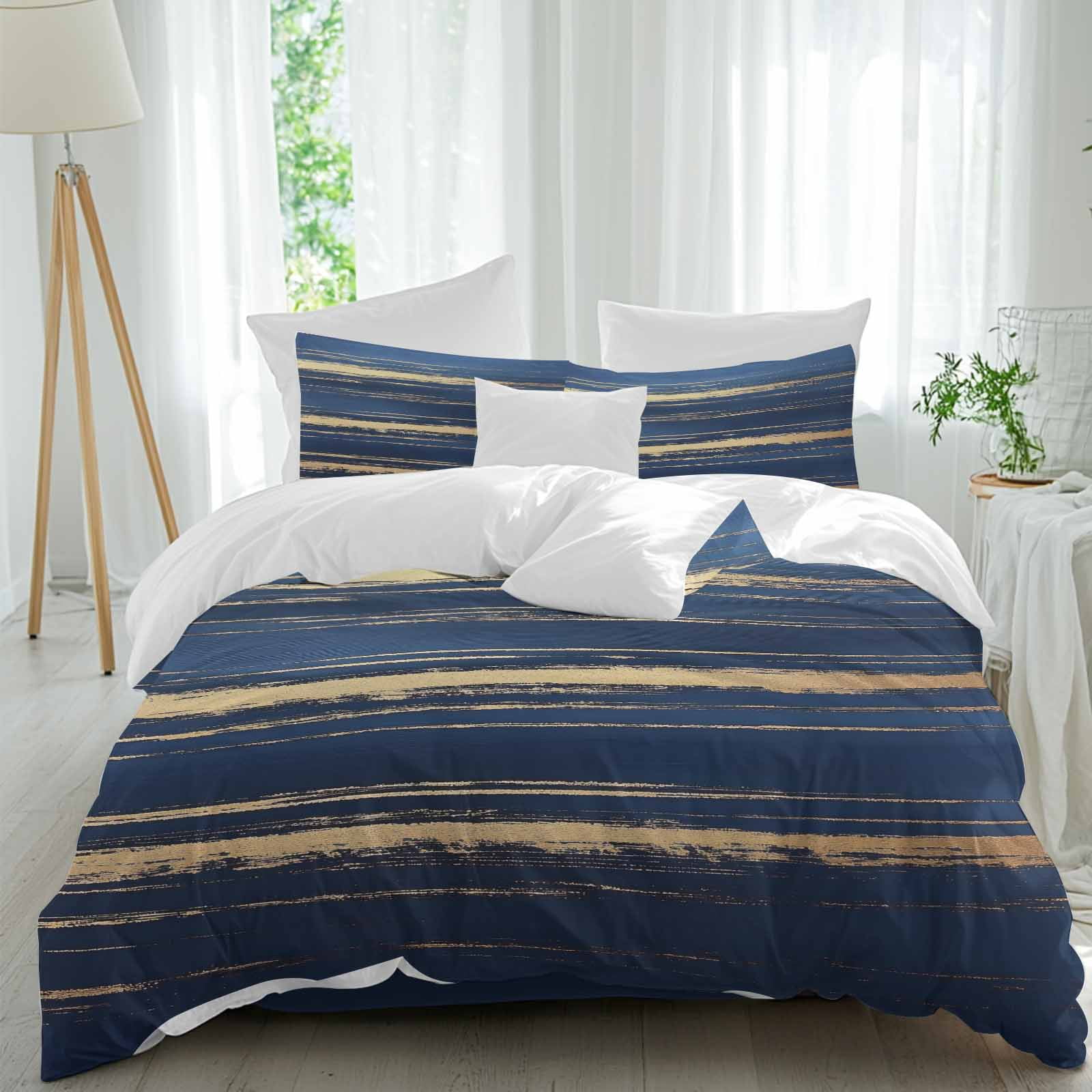 Abstract Golden 4 Piece Duvet Cover Set Queen Size Water Ripple Mottled ...