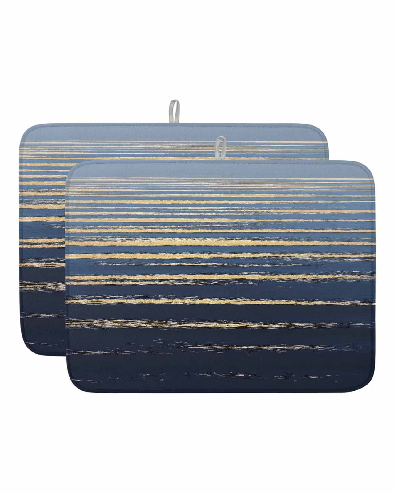 Abstract Golden Dish Drying Mat 18x24 inch Water Wave Blue Ocean ...