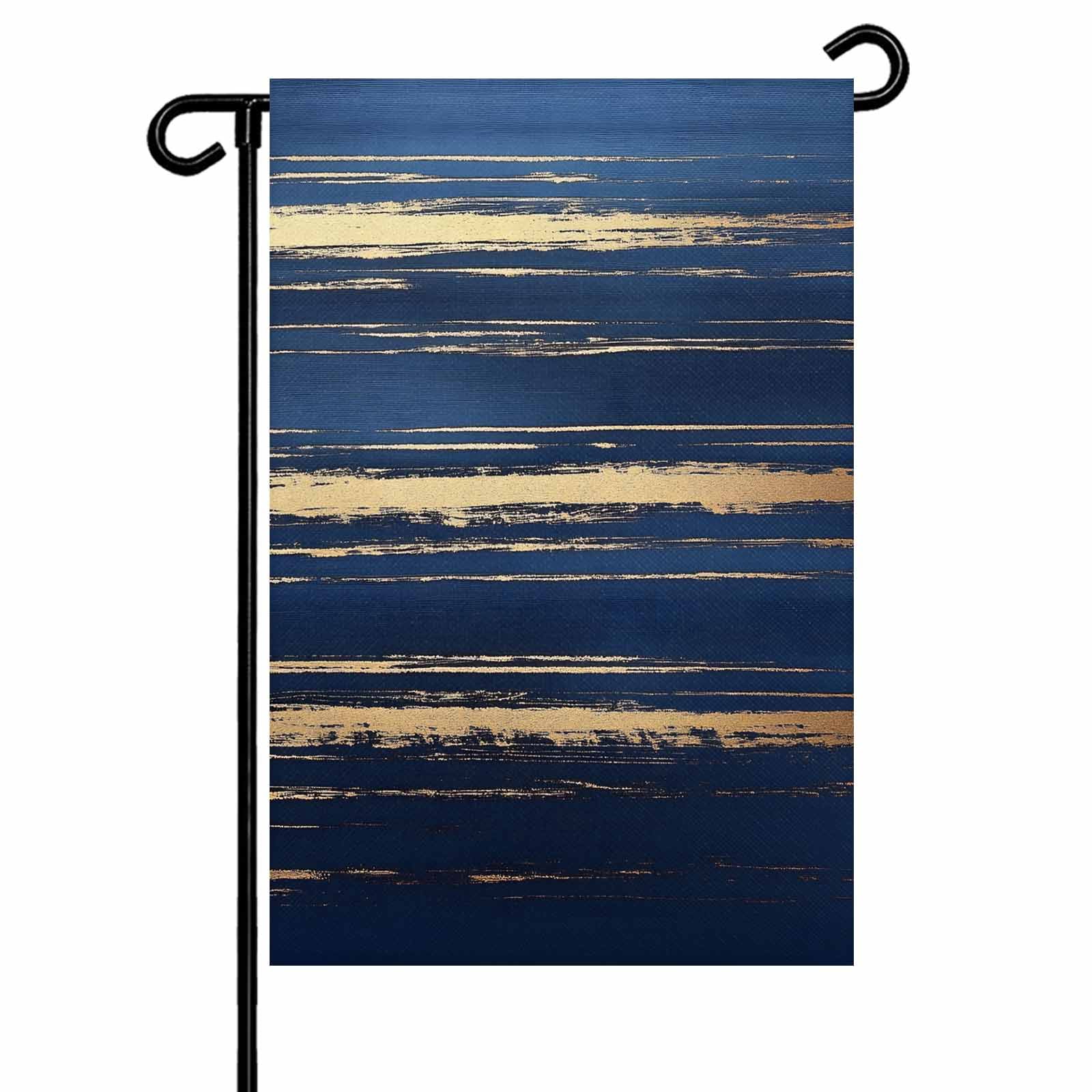 Abstract Golden Garden Flag 28x40 Inch Water Ripple Mottled Stripe Blue ...
