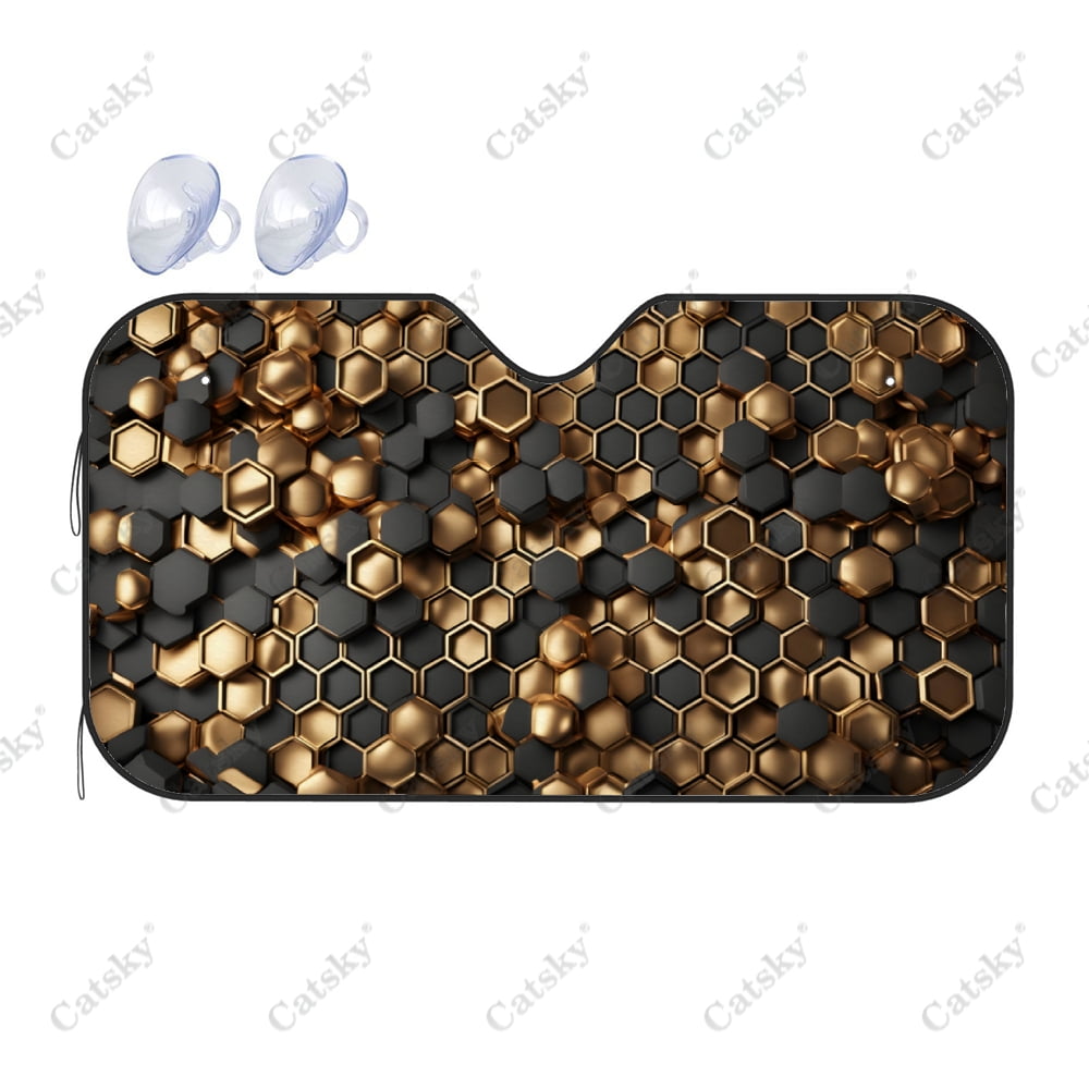 Abstract Golden Hexagonal Car Windshield Sunshade Front Auto Car ...