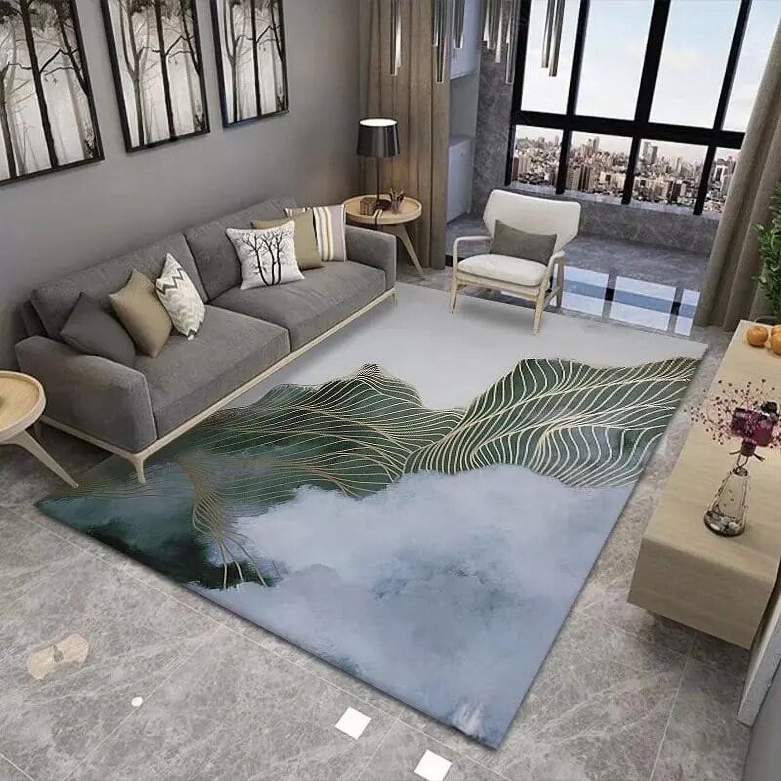 Abstract Golden Lines Carpets Living Room Coffee Tables Rug Bedroom ...