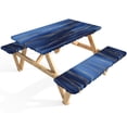 Abstract Golden Picnic Table Cover with Bench Covers Water Ripple Dark ...