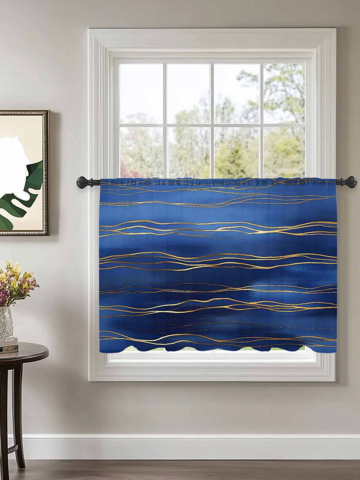 Abstract Golden Sheer Curtains 45 Inch Long 1 Panel Water Ripple Dark ...