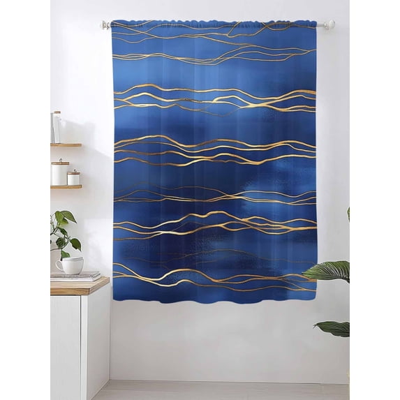 Abstract Golden Sheer Curtains 72 Inch Long 1 Panel Water Ripple Dark ...