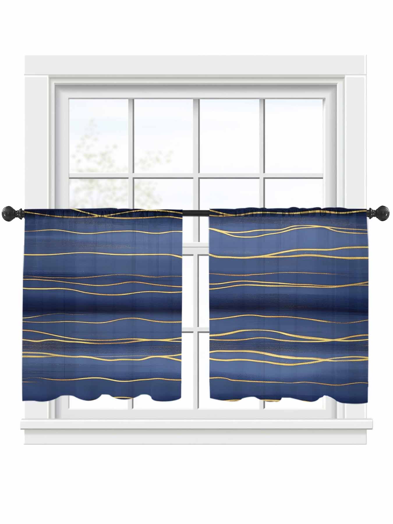 Abstract Golden Sheer Curtains for Living Room Bedroom, Light-filtering ...