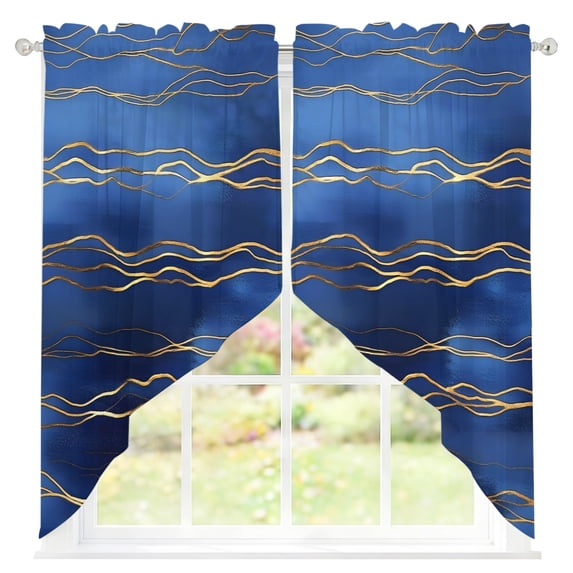 Abstract Golden Sheer Curtains Swag Valances for Windows Water Ripple ...
