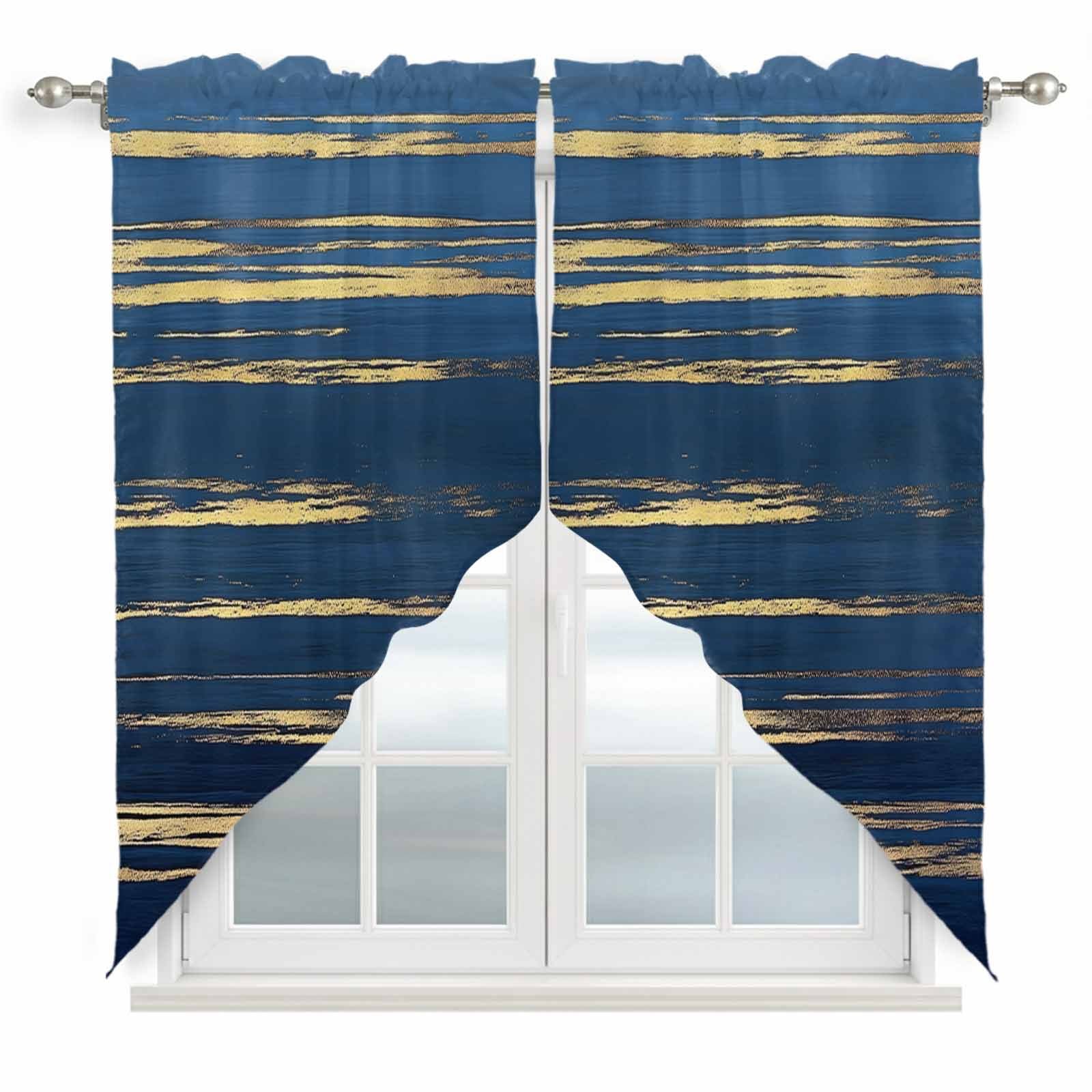 Abstract Golden Swag Curtain Valance for Window 2 Panels Mottled ...
