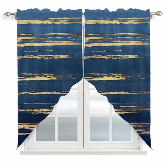 Abstract Golden Swag Curtain Valance for Window 2 Panels Mottled ...