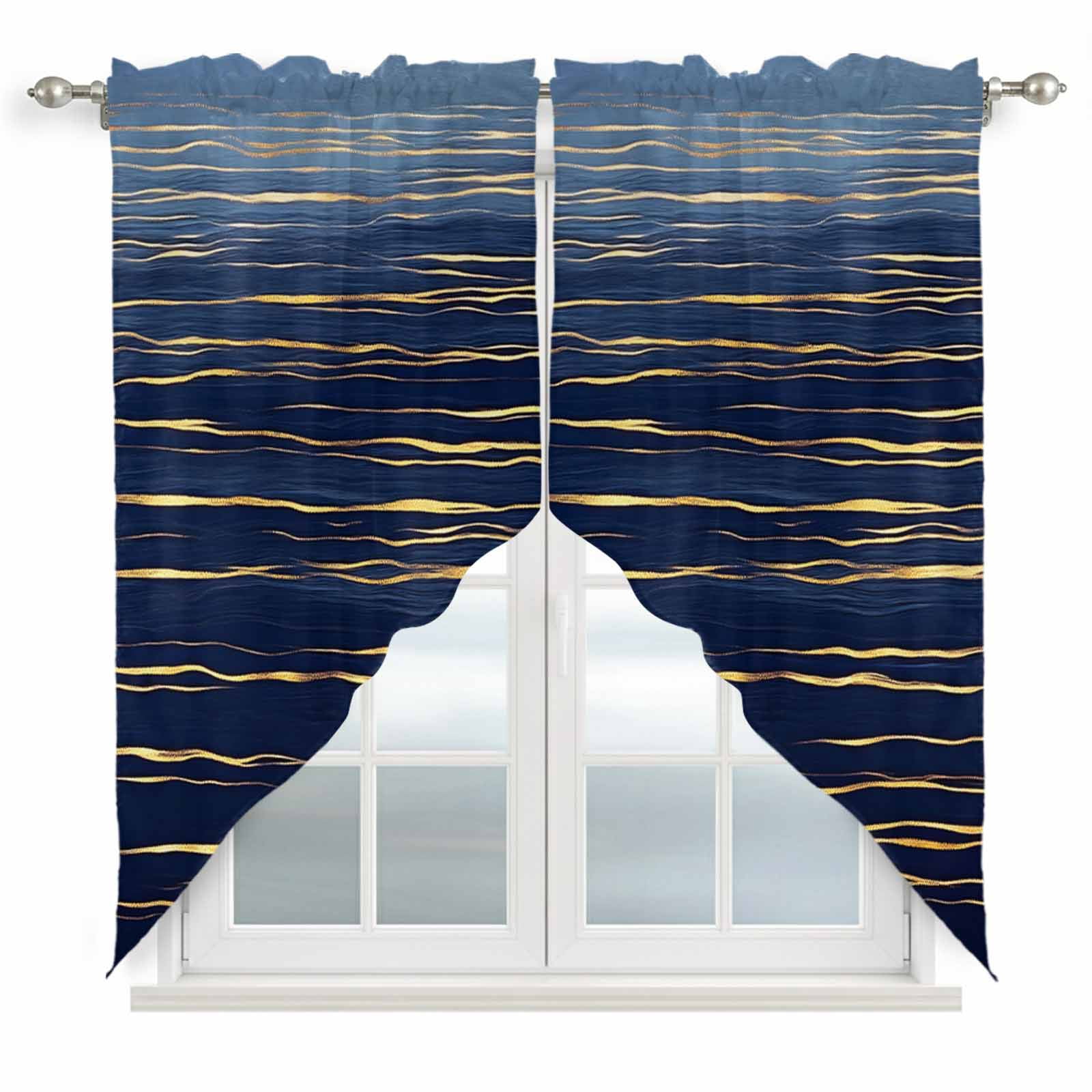 Abstract Golden Swag Curtain Valance for Window 2 Panels Water Ripple ...