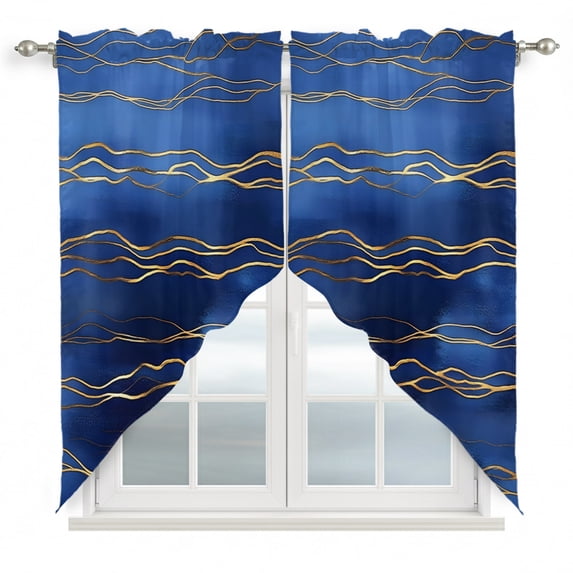 Abstract Golden Swag Valances for Windows 36 inches Long, Water Ripple ...