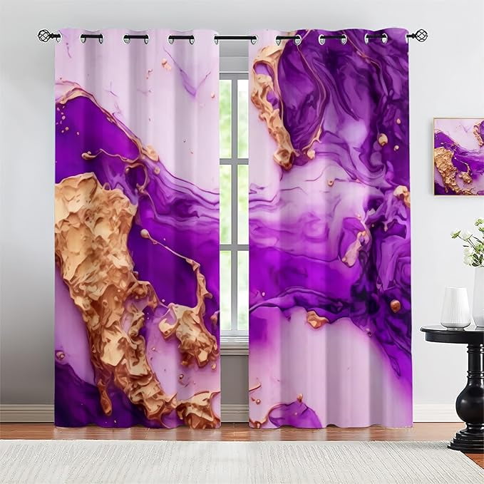 Abstract Golden Water Droplets Insulated Curtains, Watercolor Gradient ...