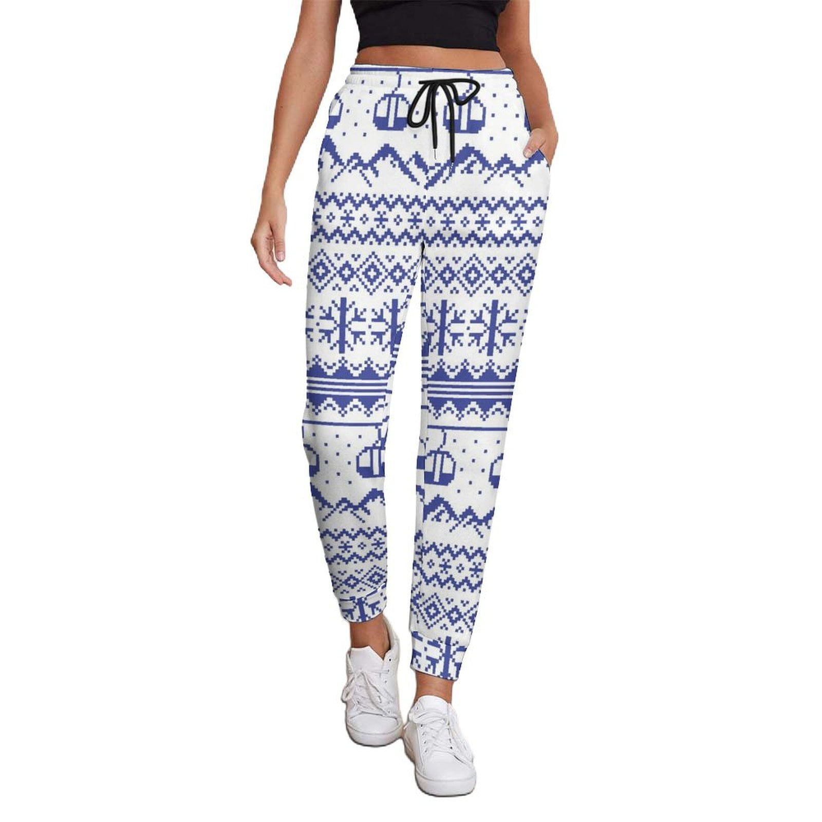 Abstract Gondola Snowflake Women's Sweatpants Joggers with Pockets ...