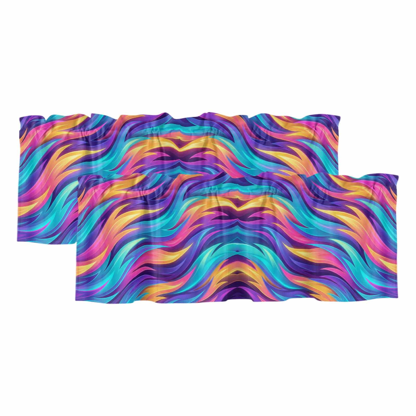 Abstract Gradient Art 2 Panels Kitchen Valance, Blue Purple Yellow ...