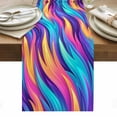 Abstract Gradient Art Cotton Linen Table Runner Blue Purple Yellow ...