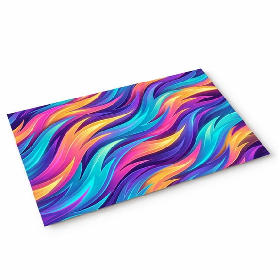 Abstract Gradient Art Door Mat Blue Purple Yellow Ombre Feather Texture ...